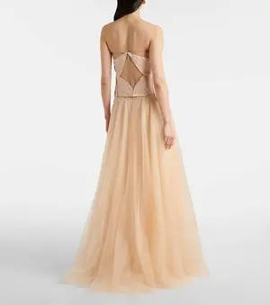 Costarellos Lucasta Georgette Bustier Gown