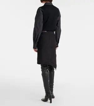 LEMAIRE Asymmetric Denim Midi Skirt - Black
