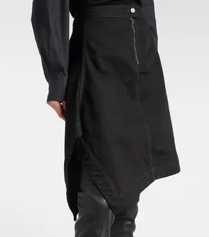 LEMAIRE Asymmetric Denim Midi Skirt - Black