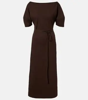 LEMAIRE Cotton And Linen Jersey Midi Dress - Brown