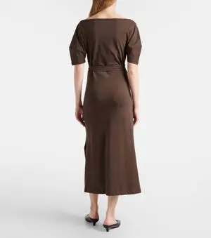 LEMAIRE Cotton And Linen Jersey Midi Dress - Brown