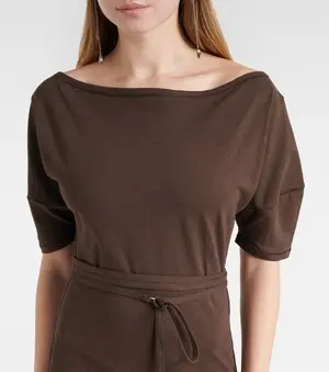 LEMAIRE Cotton And Linen Jersey Midi Dress - Brown