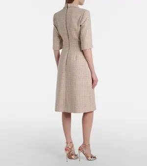 Elie Saab Sequined Tweed Midi Dress - Beige