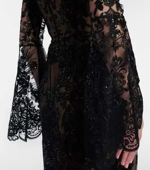 Elie Saab Off-shoulder Sequined Lace Gown