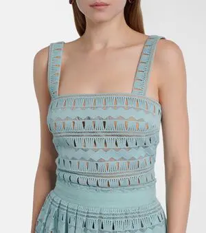 Elie Saab Knitted Silk-blend Crop Top - Blue