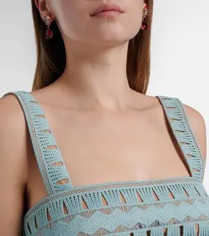 Elie Saab Knitted Silk-blend Crop Top - Blue