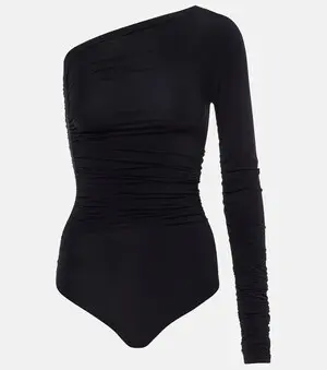 Wolford Draped Semi-sheer Bodysuit - Black