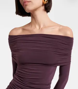 Wolford Ruched Semi-sheer Off-shoulder Top