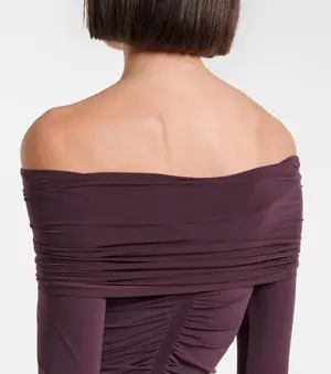 Wolford Ruched Semi-sheer Off-shoulder Top