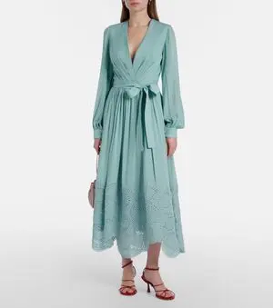 Elie Saab Lace-trimmed Silk-blend Midi Dress