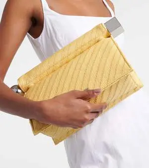 Jacquemus Rond Carré Raffia-effect Clutch - Yellow