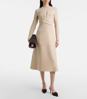 EMILIA WICKSTEAD Elta Wool Crêpe Midi Dress - Beige