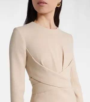 EMILIA WICKSTEAD Elta Wool Crêpe Midi Dress - Beige