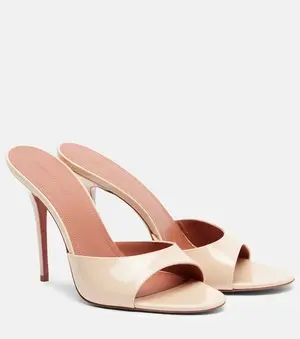 Amina Muaddi Elodie 105 Patent Leather Mules - Beige