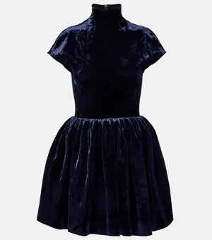 Alaïa Velvet Mini Dress - Blue