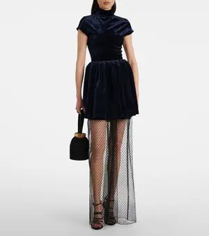 Alaïa Velvet Mini Dress - Blue