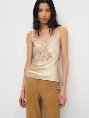 REFORMATION Serafina Silk Top - Ivory