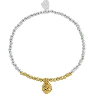 Estée Lauder Two-tone Beaded Bracelet With Hammered Charm - Silver