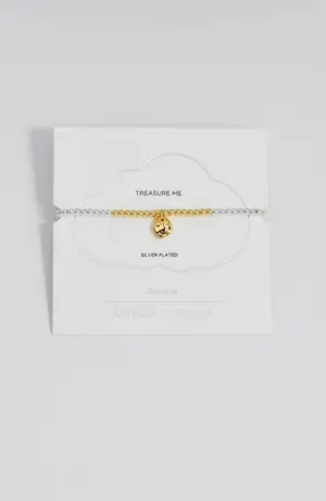 Estée Lauder Two-tone Beaded Bracelet With Hammered Charm