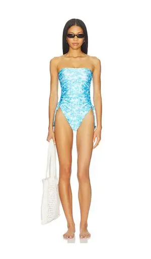 KULANI KINIS Ruched Bandeau Classic Cut One Piece - Ocean Paradise