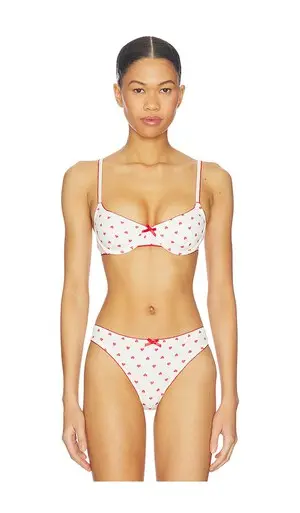 KAT THE LABEL Hugo Underwire Bra In White - Heart Print
