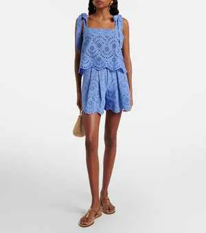 Poupette St Barth Noa Broderie Anglaise Cotton Top