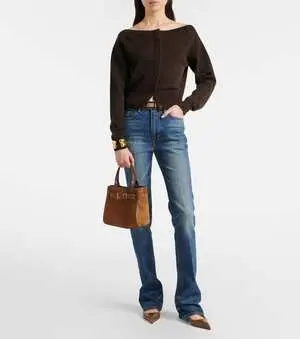 TOM FORD Audrey Small Suede Tote Bag