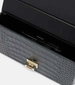 TOM FORD T Latch Croc-effect Leather Box Clutch