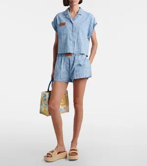 Versace Logo Raffia Platform Espadrille Slides