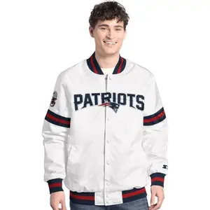 STARTER New England Patriots Scout Full-snap Varsity Jacket - White