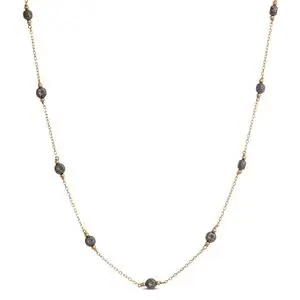 Toscano 14k Yellow Gold Necklace With Rhodium Beads - Black