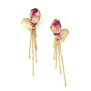 TOSCANO Enamel And Gold Petal Dangle Earrings - Yg