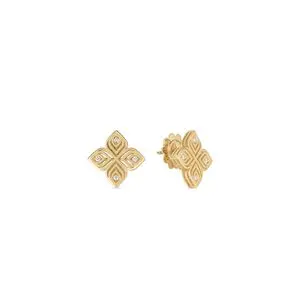 Roberto Coin 18k Yellow Gold Arabesque Diamond Flower Earrings - Yg