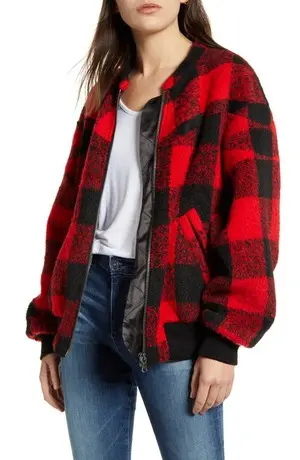 Rebecca Minkoff Brenda Buffalo Check Bomber Jacket