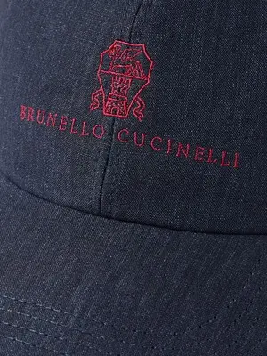 Brunello Cucinelli Logo-embroidered Linen Baseball Cap - Blue