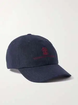 Brunello Cucinelli Logo-embroidered Linen Baseball Cap - Navy