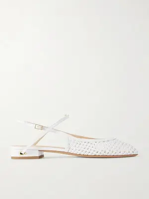 Jennifer Chamandi Mattia 20 Woven Leather Slingback Flats - White