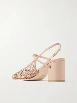 Jennifer Chamandi Mattia 65 Woven Leather Slingback Pumps - Neutrals