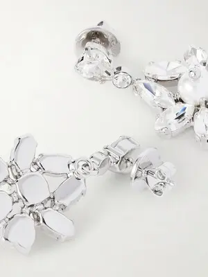 Simone Rocha Heartbloom Crystal And Resin Earrings - Silver