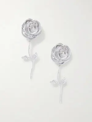 Magda Butrym Rhodium-plated Floral Earrings - Silver