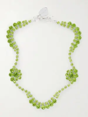 Simone Rocha Scalloped Sepal Crystal Necklace - Green