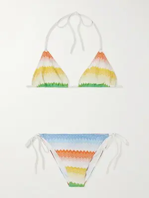 Missoni Mare Striped Metallic Crochet-knit Triangle Bikini - Multi