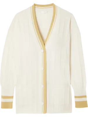 ERES Clubhouse Striped Ribbed Wool And Cashmere-blend Cardigan - Cream
