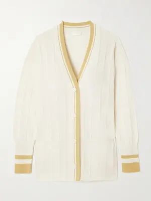 ERES Clubhouse Striped Ribbed Wool And Cashmere-Blend Cardigan