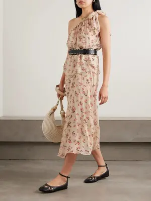 MARANT ETOILE Loeva One-shoulder Floral Top - Neutrals