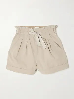 MARANT ETOILE Nirma Pleated Cotton And Linen-blend Twill Shorts
