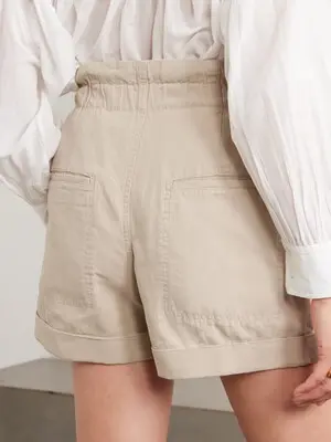 MARANT ETOILE Nirma Pleated Cotton And Linen-blend Twill Shorts