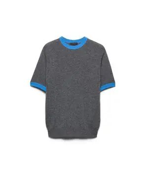 Prada Cashmere And Jersey Short-sleeve Sweater - Grey