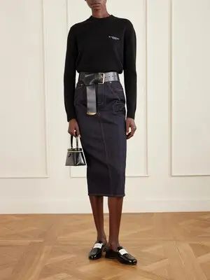 Givenchy Paneled Denim Midi Skirt - Blue