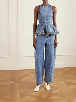 Alaïa Mid-rise Barrel-leg Acid Wash Jeans - Blue